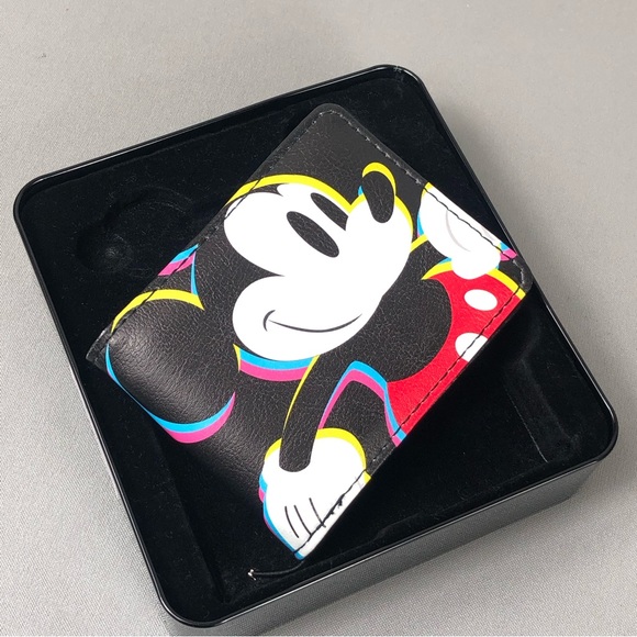 Bags | Disney Mickey Mouse Face Buckle Down Bifold Wallet | Poshmark